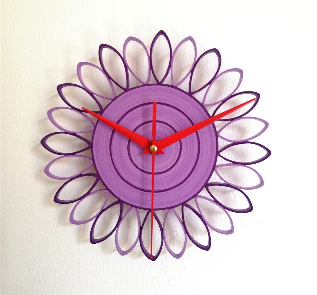 Wall Clock, Paper Clock, Liliac Clock, First Anniversary, Flower Clock ...