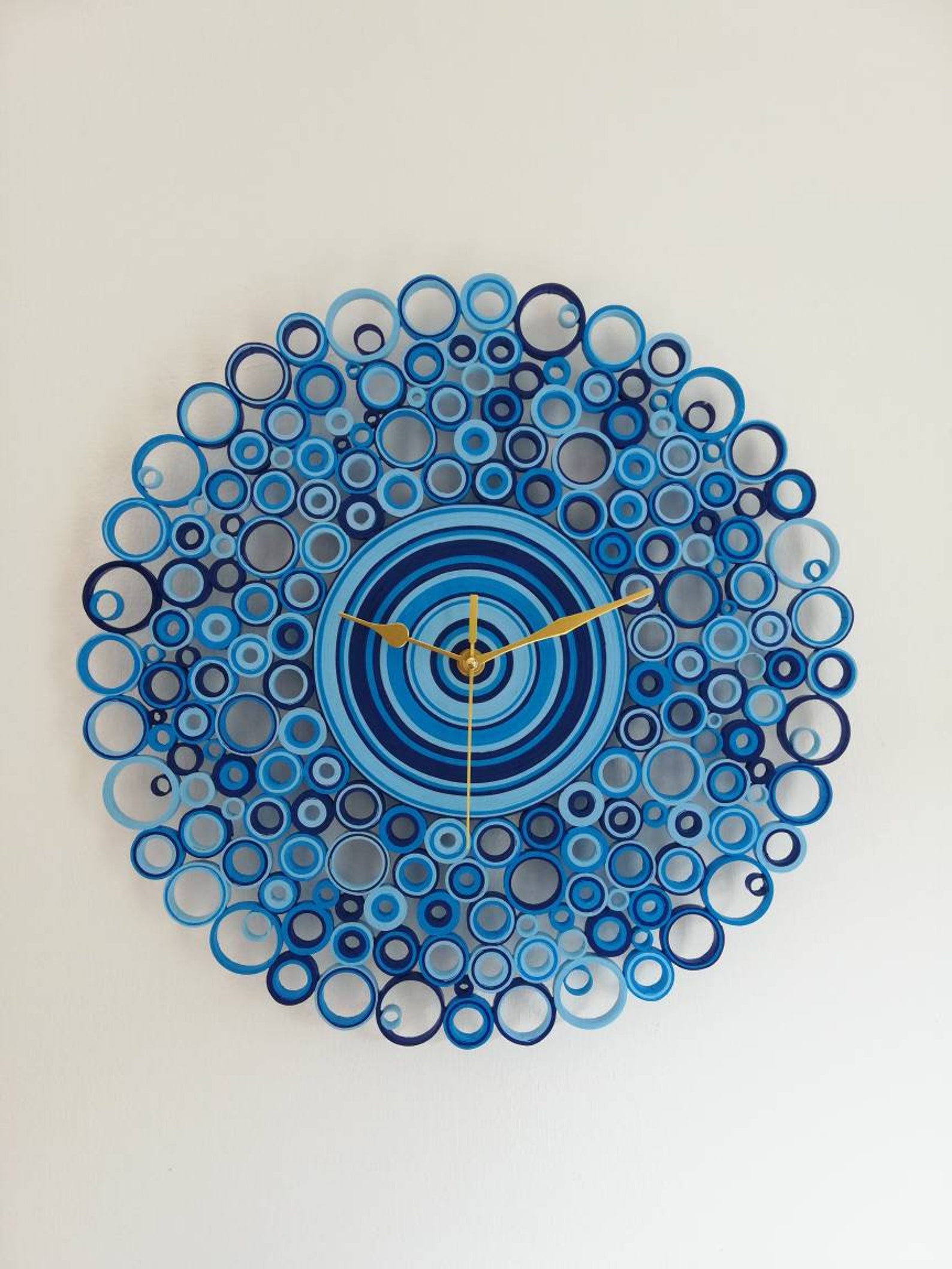 Large Wall Clock Blue Clock Paper Clock Bedroom Decor - Etsy
