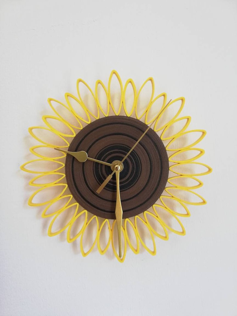 Wall Clock, Paper Clock, Sunflower Clock, First Anniversary, Flower ...