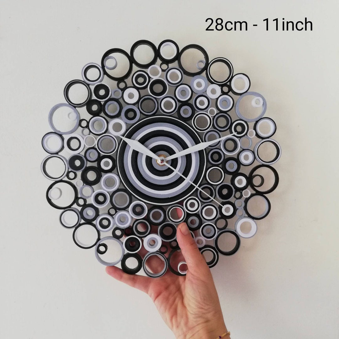 Unique Wall Clock, Gray and White Clock, Paper Clock, Anniversary Gifts ...