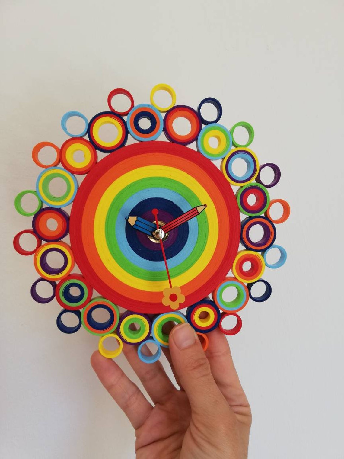Wall Clock Rainbow Decor Paper Clock Unusual Clocks - Etsy