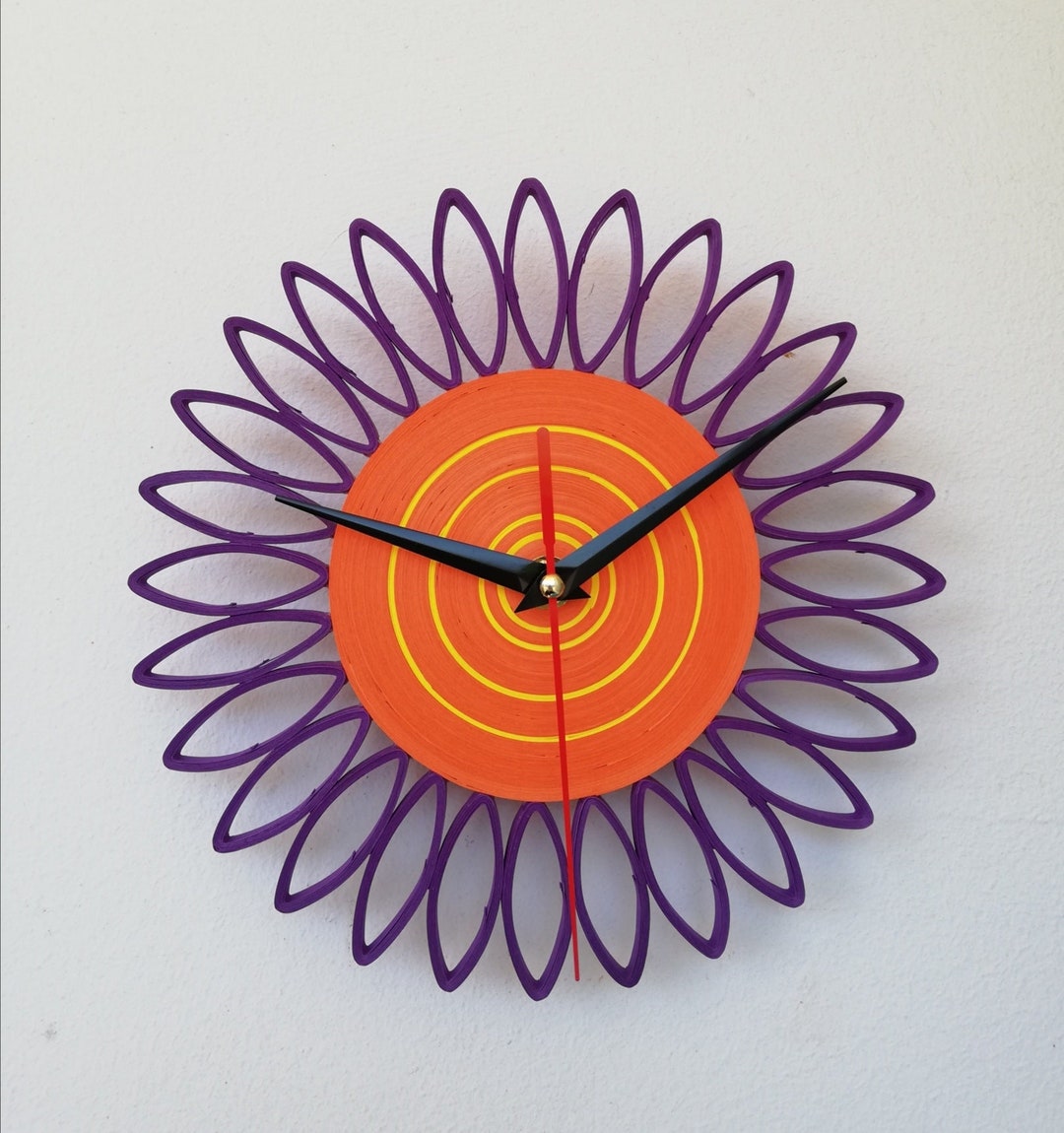 Wall Clock, Flower Clock, Paper Clock, First Anniversary Paper Gift ...