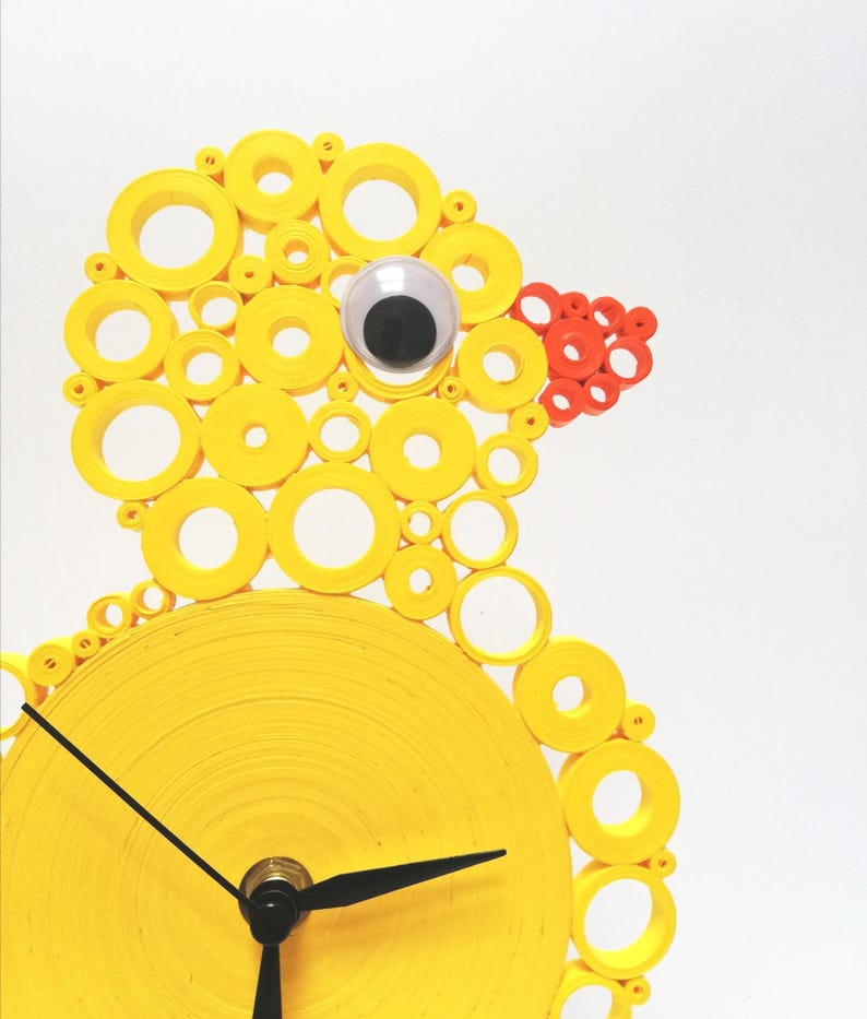 Wall Clock, Ducky Clock, Paper Clock, Kids Room Clock, Kids Room Gift ...
