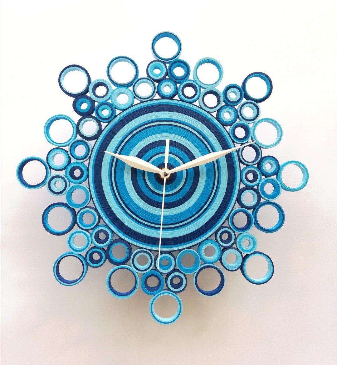 Blue Wall Clock, Unique and Unusual Wall Clock, Paper Wall Clock, Wall ...