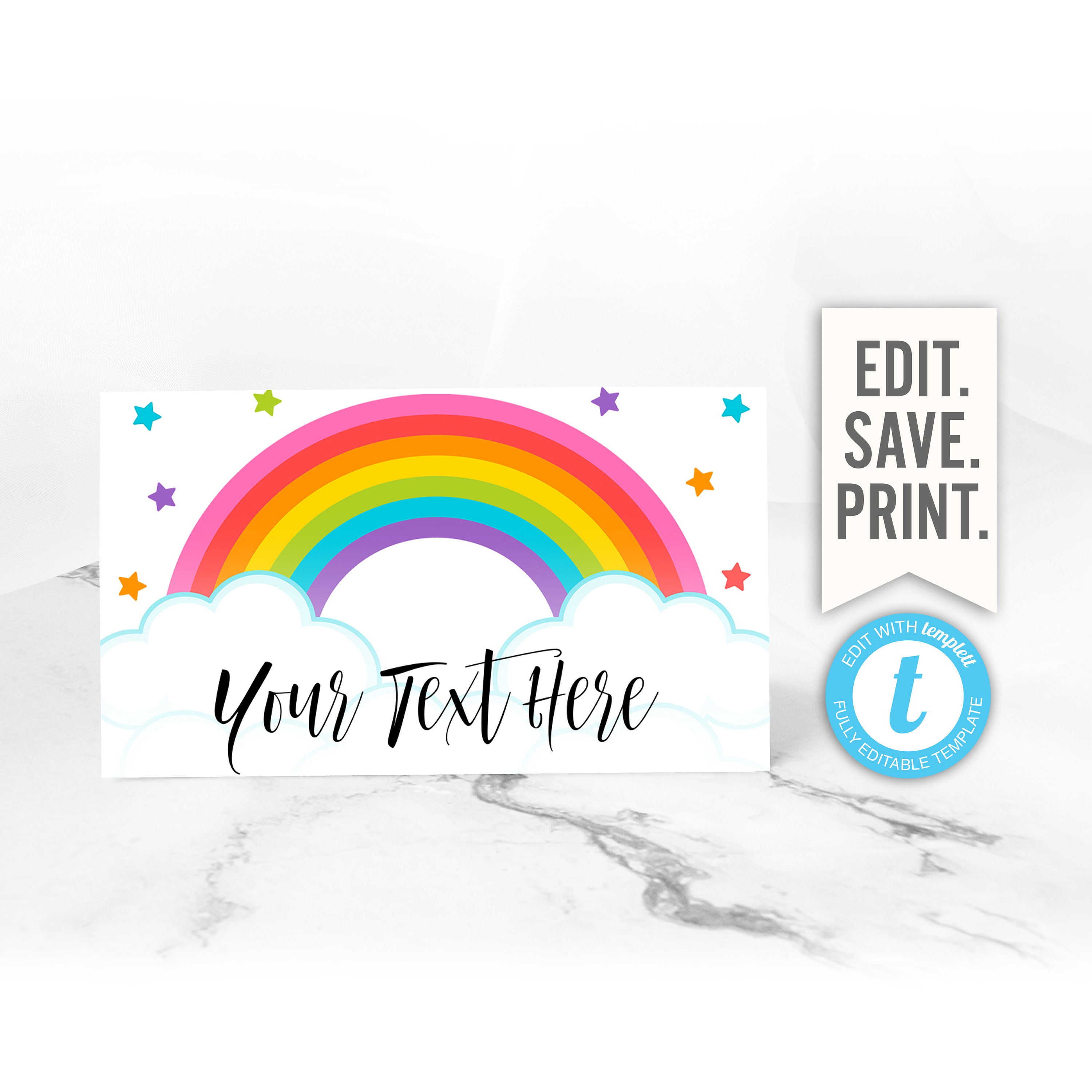 Party Supplies Printable Template Digital Instant Download Rainbow ...