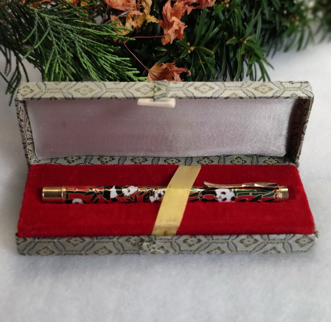 Vintage Enamelled Cloisonne Fountain Pen Fountain Pen Stylo Plume Red ...