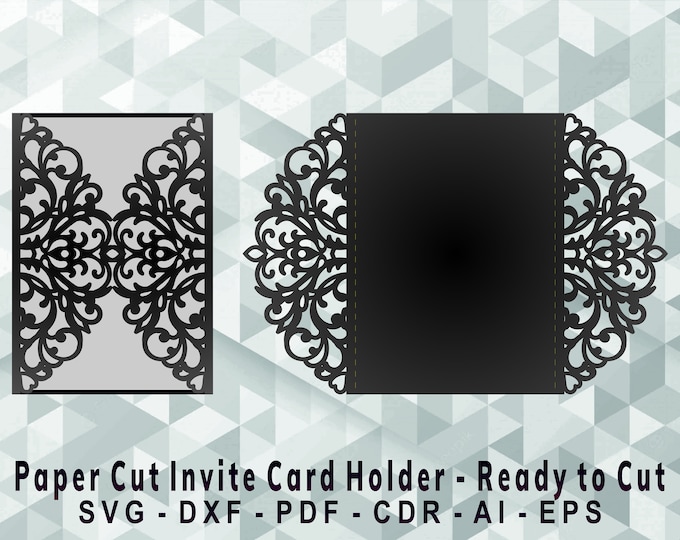 Invite Holder Cutting Template, Laser Cut, Cricut, Silhouette Studio ...