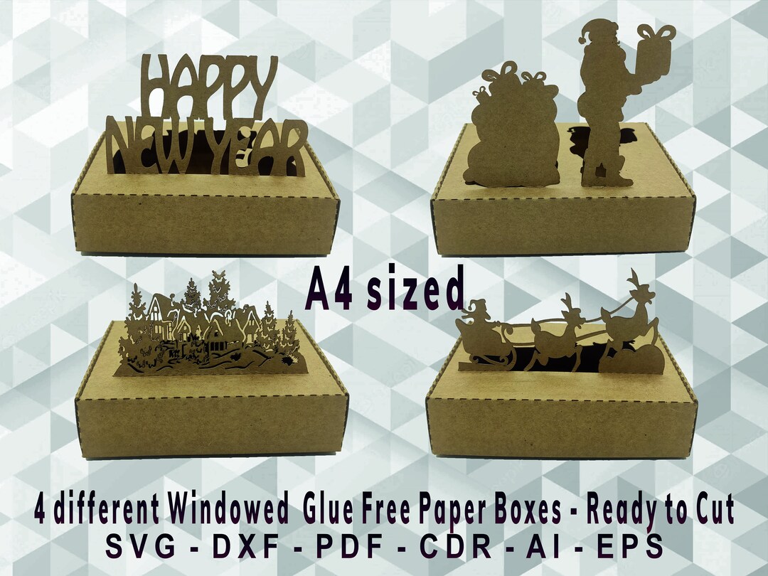 4 Different Christmas Gift Box Template. No Glue. Gift Ideas. Diy Gift ...