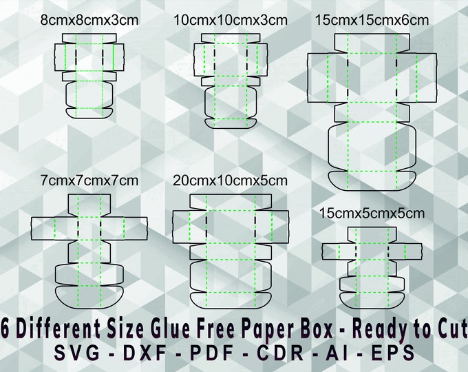Gift Box Template, No Glue Box, SVG, PDF, 8.5x11, A4, A3 Sheet Instant ...