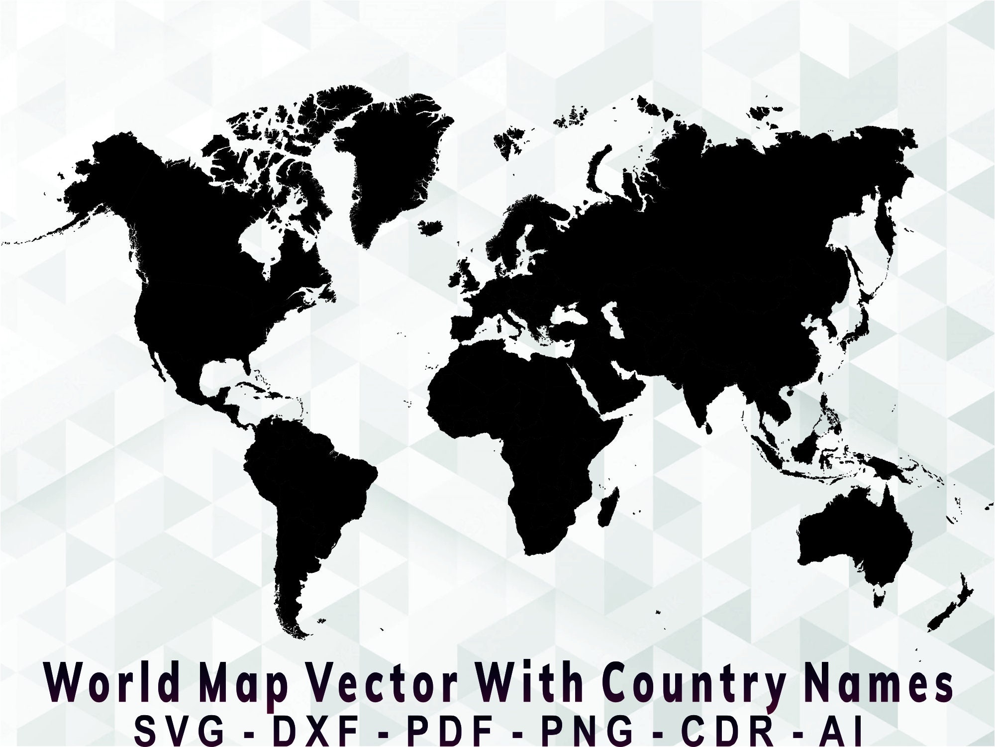 Black And White World Map With Country Names