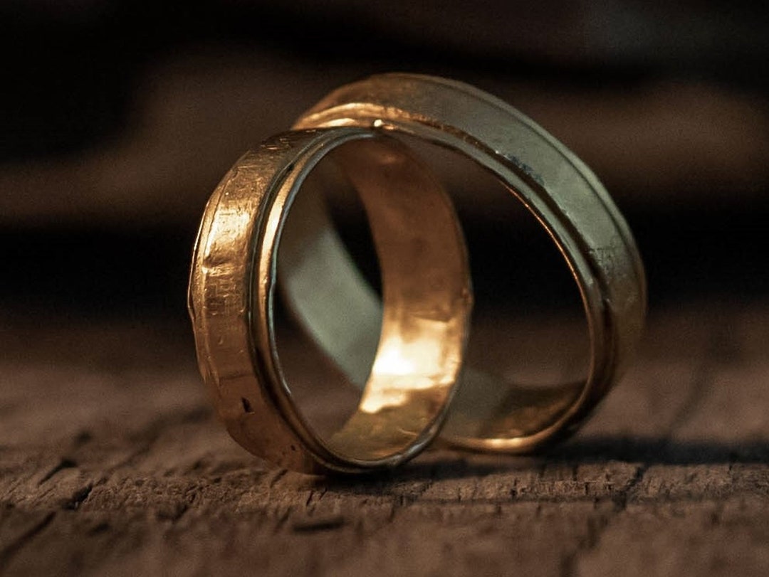 Roma - Faithful 14K Gold Replica of an Authentic Roman Wedding Ring Set ...