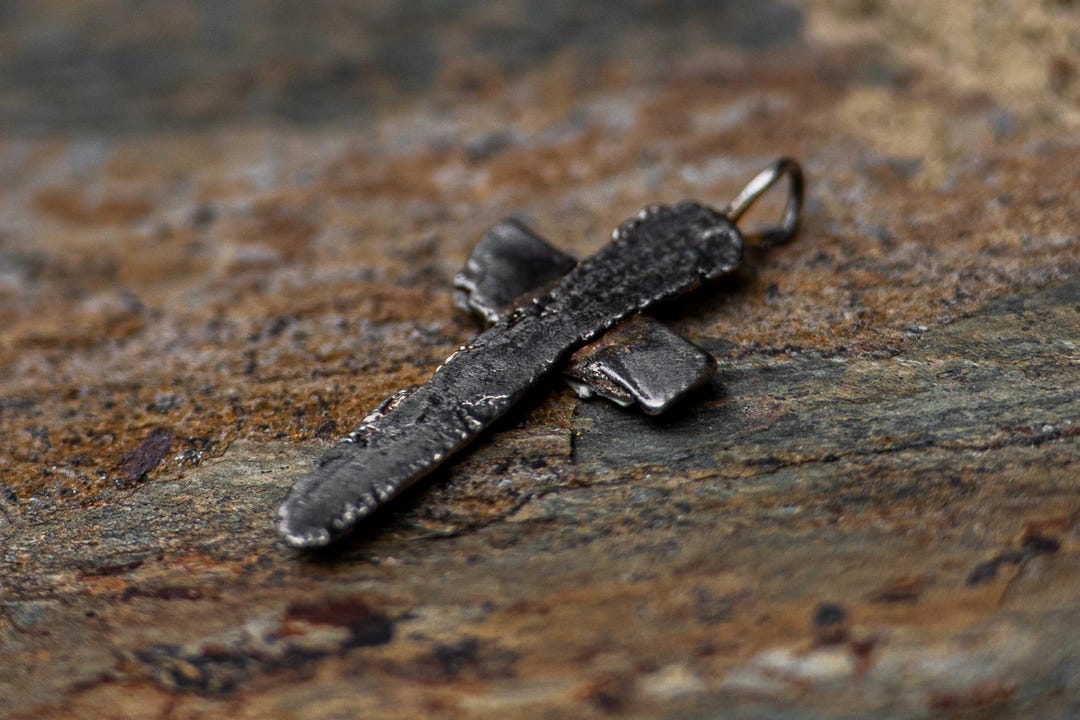 Forged Meteorite Cross Pendant – Handcrafted From Three Meteorites, Raw ...