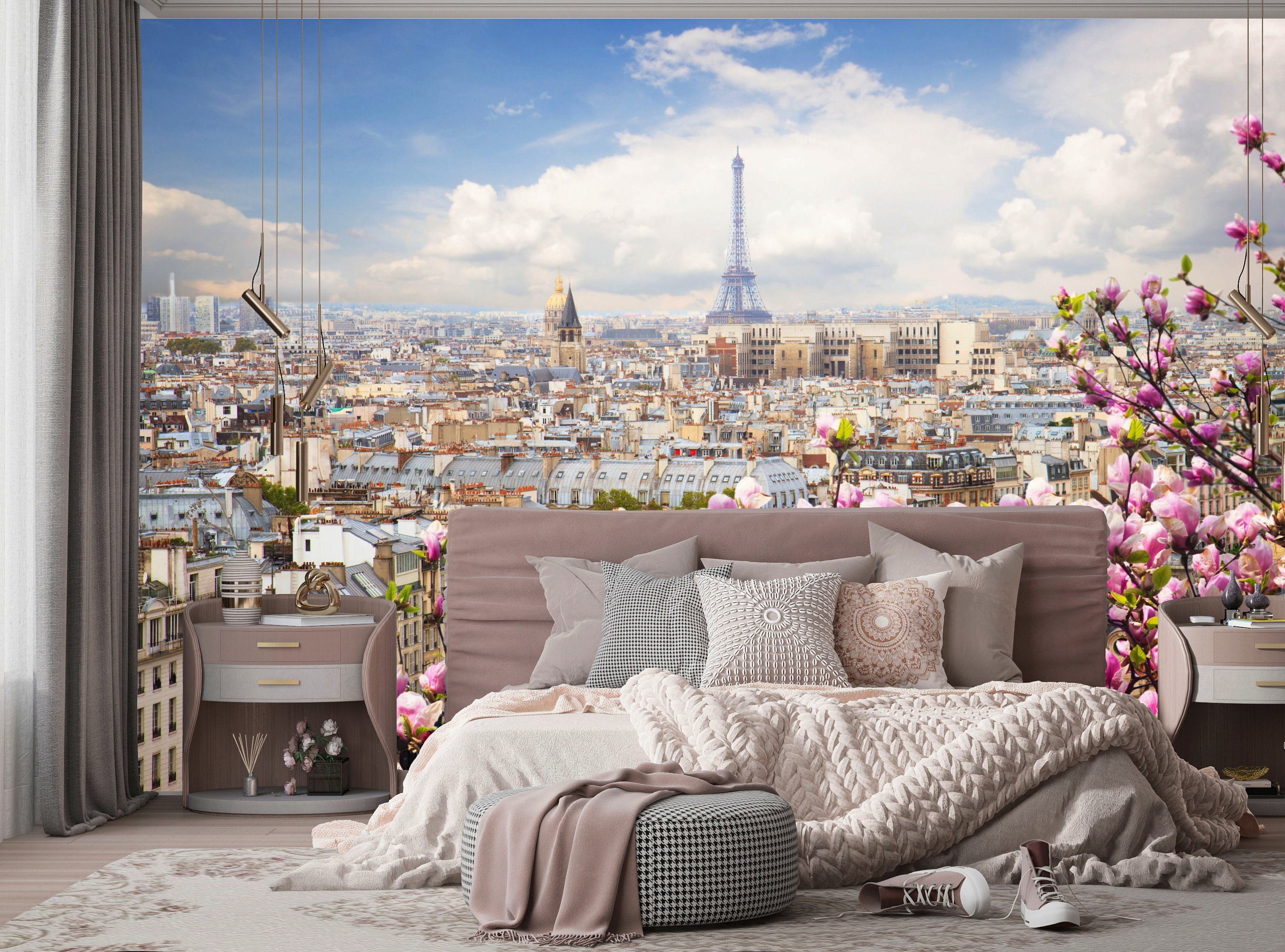 Home & Living Watercolor wallpaper Vintage City wallpaper The Eiffel ...