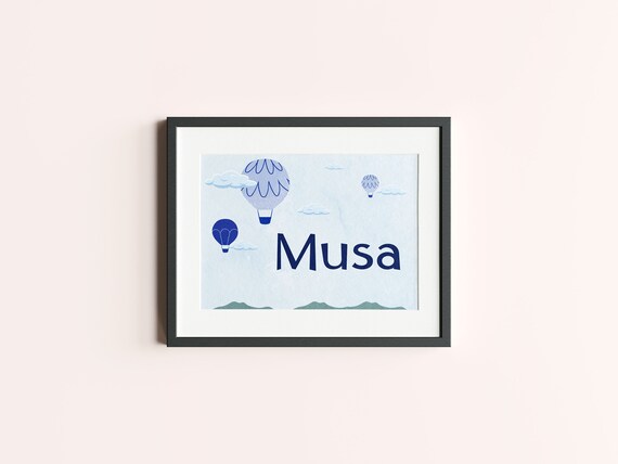 2 Nursery Wall Art Prints of the Name Musa in Arabic and | Etsy