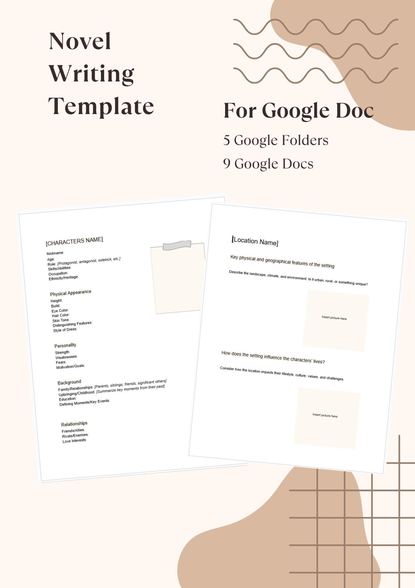 Novel Writing Templates for Google Doc - Etsy
