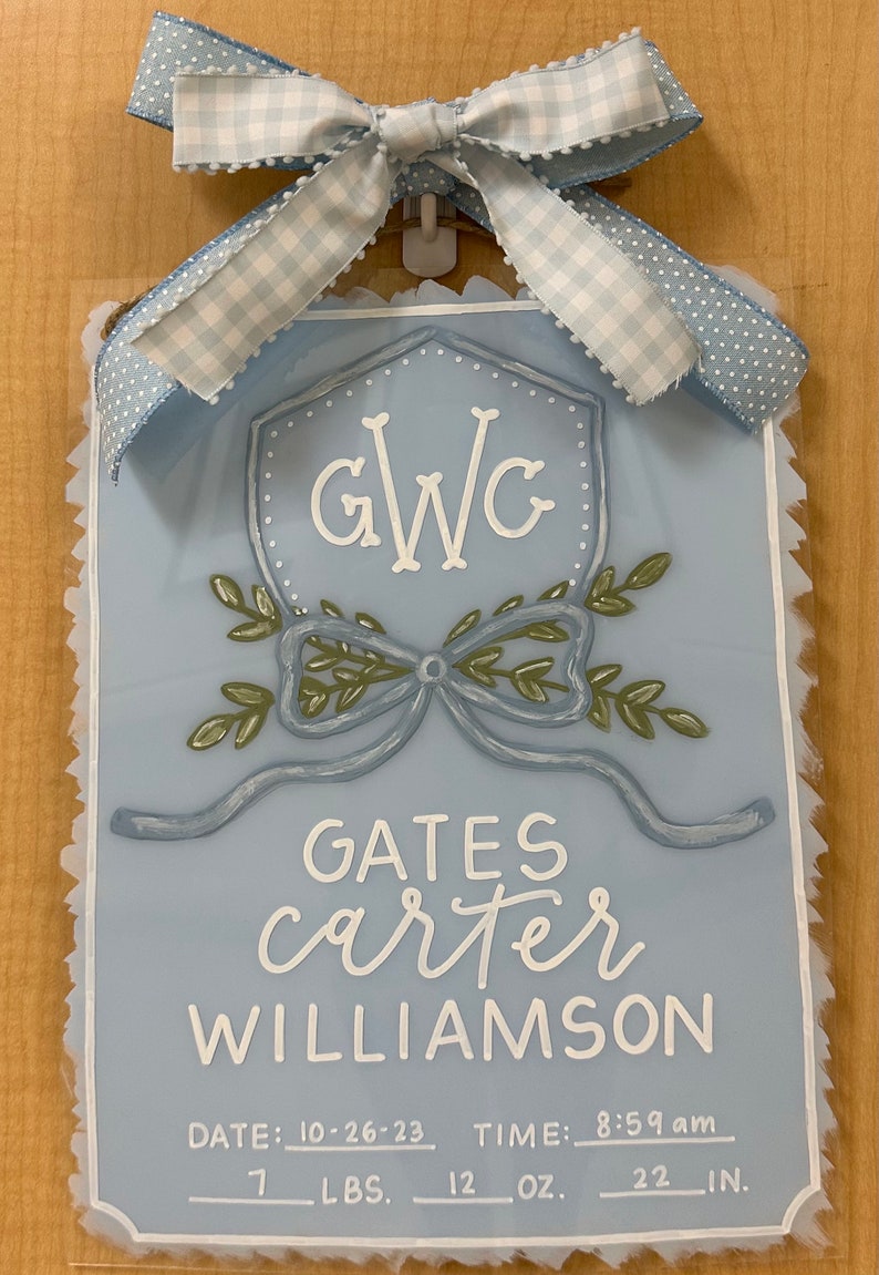 Acrylic Birth Announcement Door Hanger - Etsy