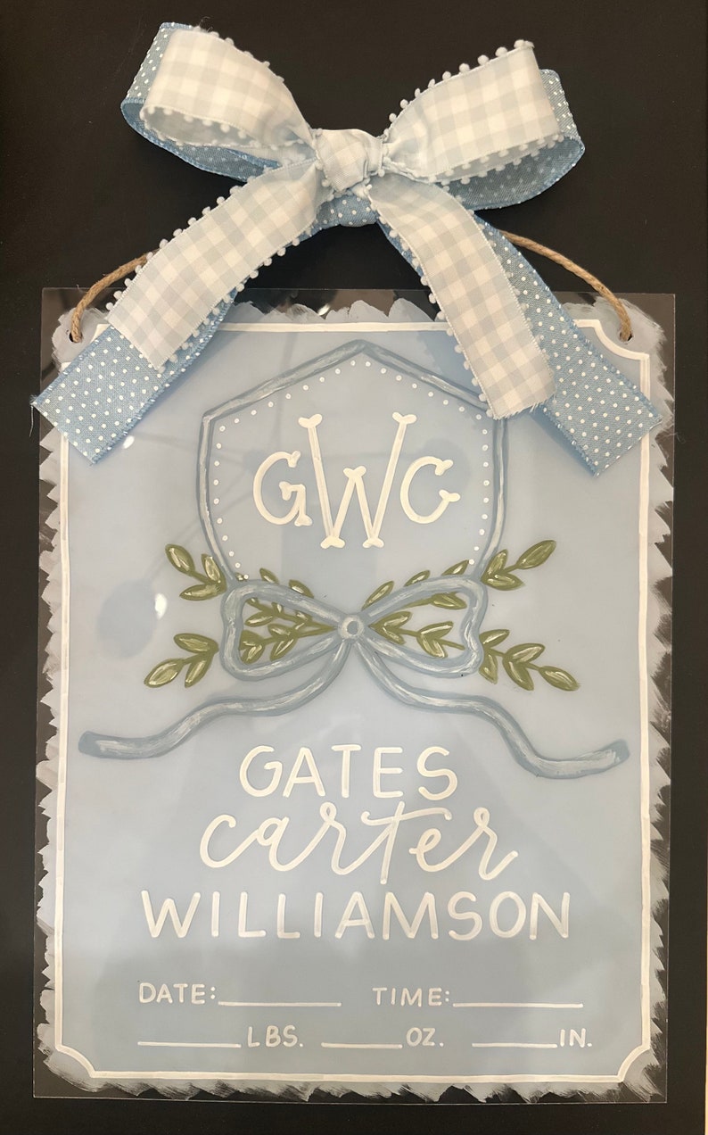 Acrylic Birth Announcement Door Hanger - Etsy