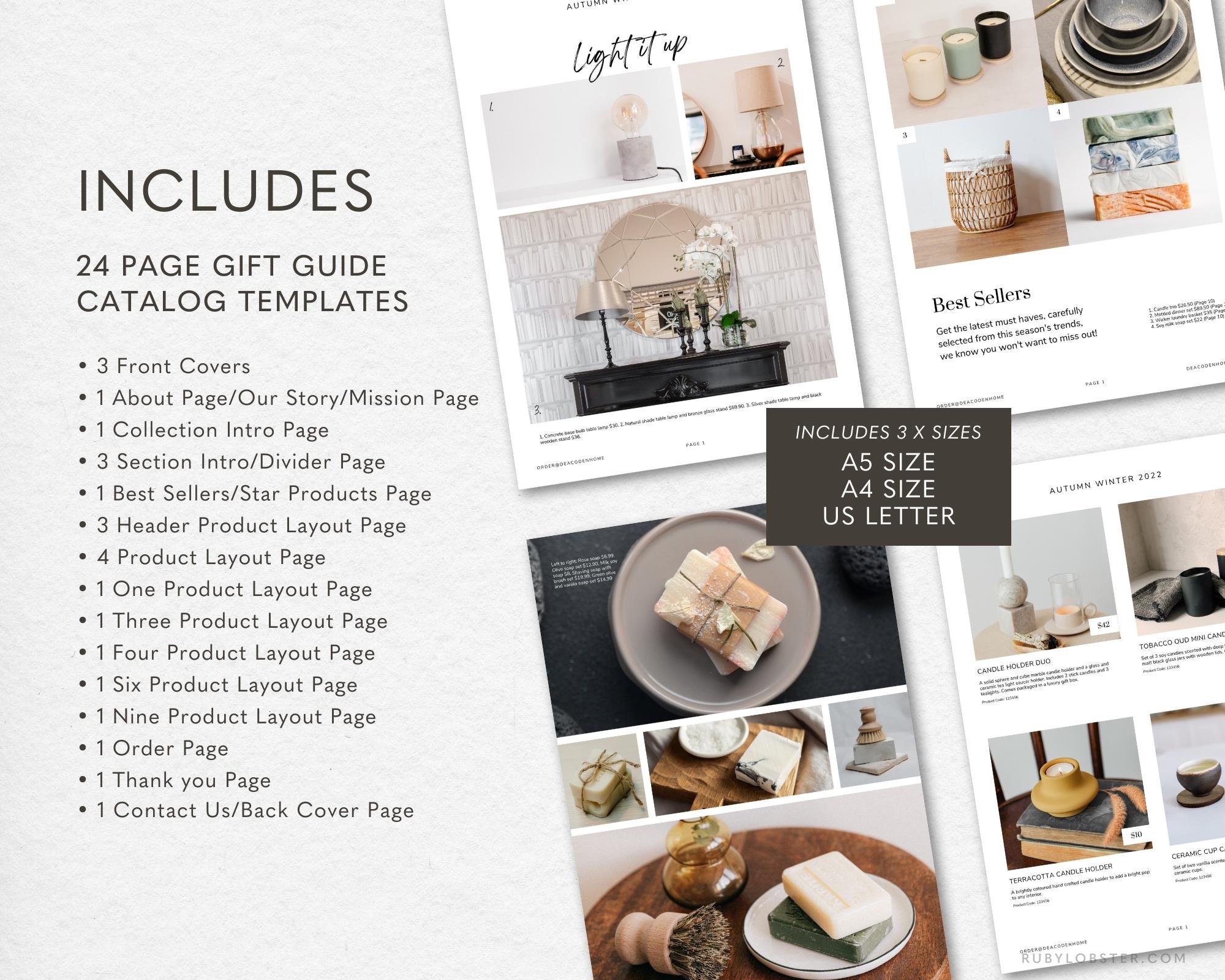 Gift Guide Template, Product Catalog, Canva Gift Guide, Lookbook ...