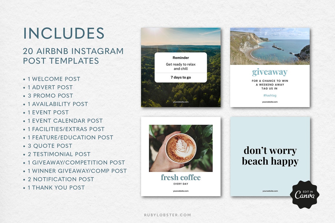 Airbnb Instagram Post Social Media Templates Hotel Superhost - Etsy