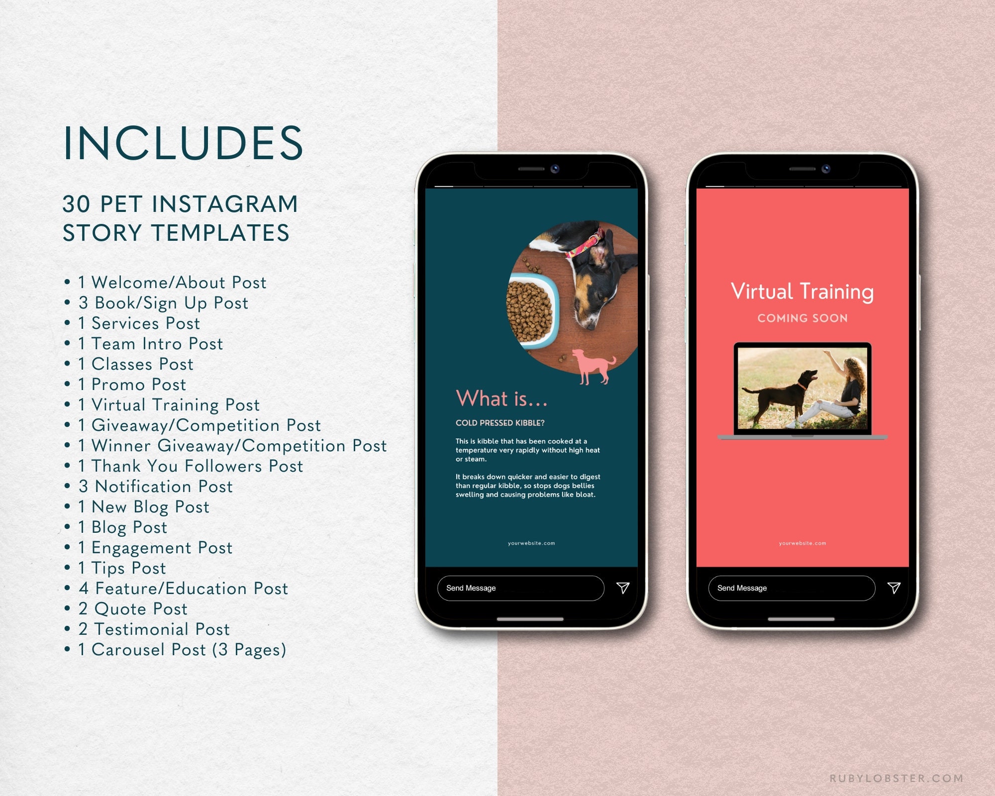 Pet Instagram Template, Instagram Dog Template, Pet Business Instagram ...