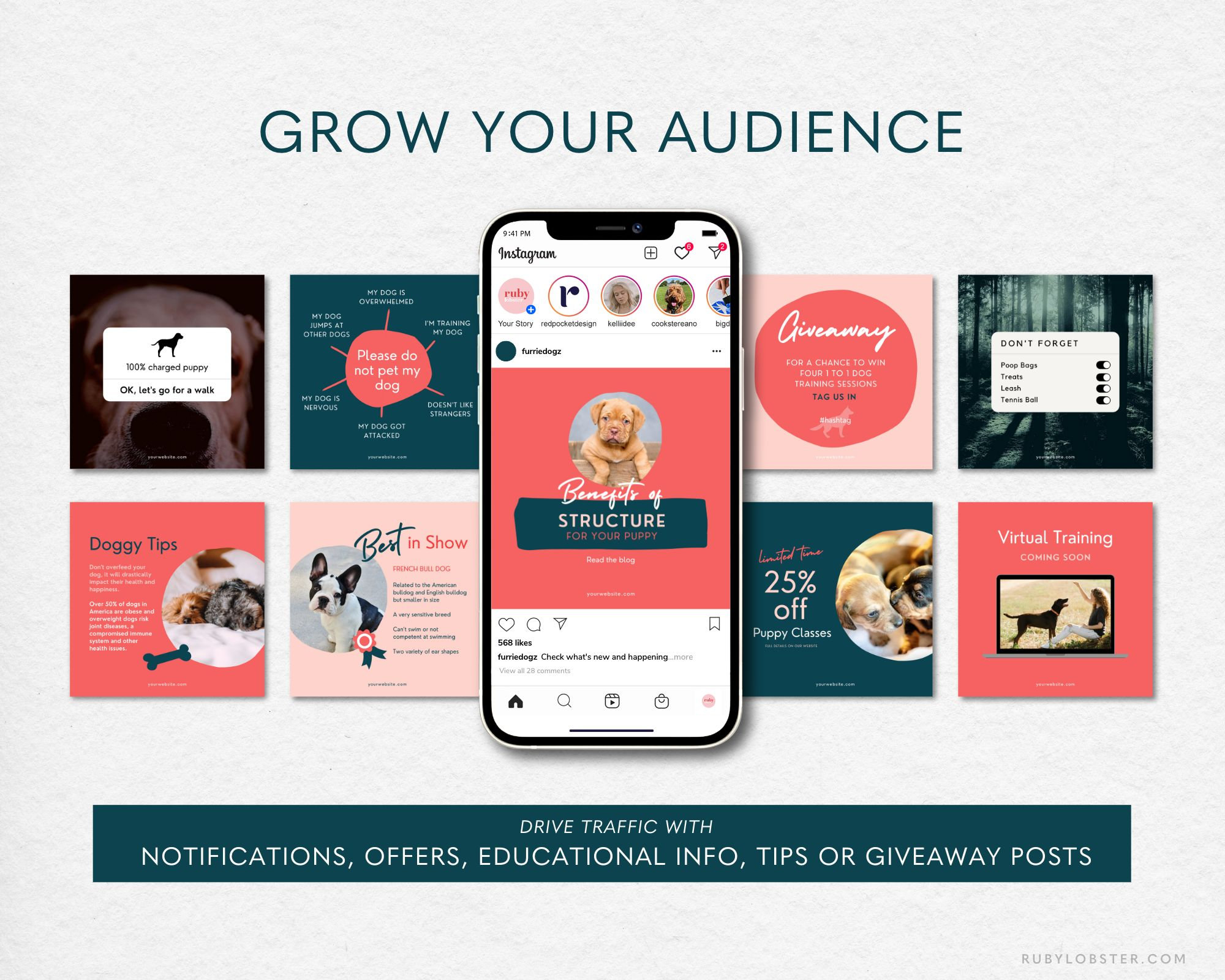 Pets Instagram Template, Instagram Dog Template, Pet Business Instagram ...