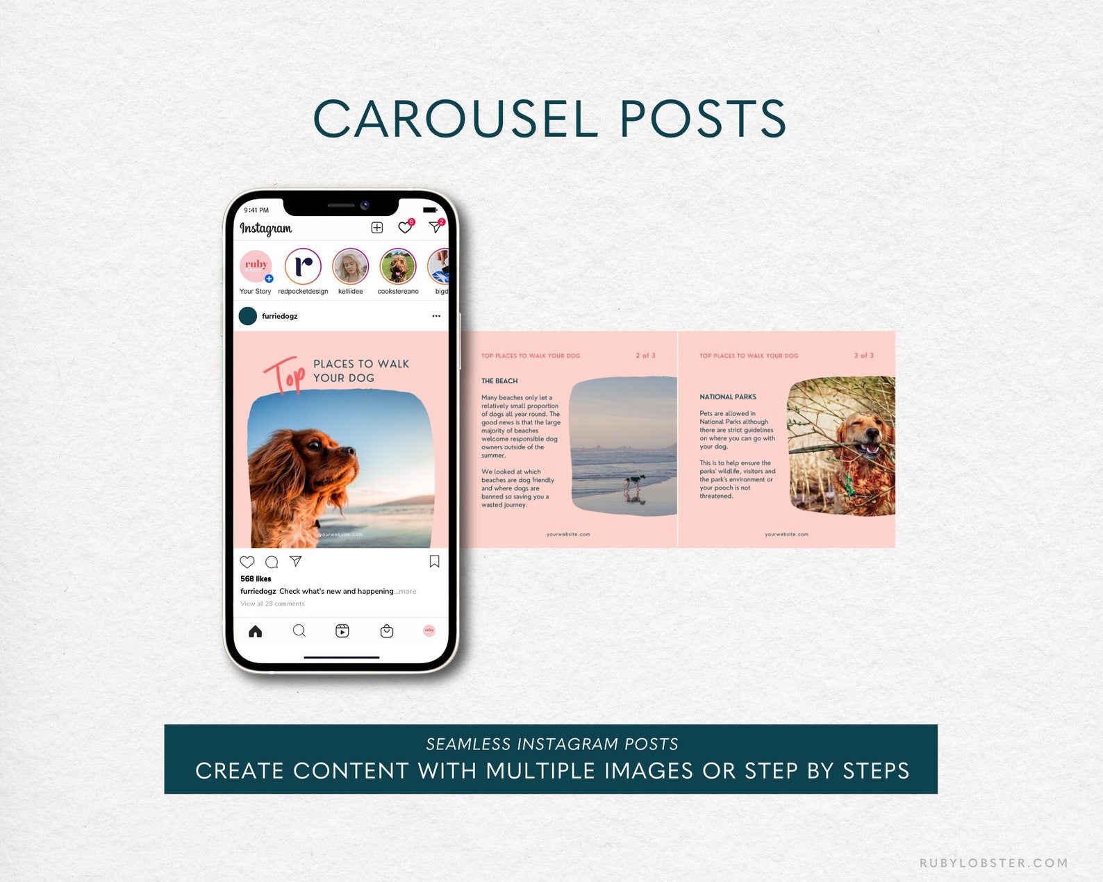 Pets Instagram Template, Instagram Dog Template, Pet Business Instagram ...