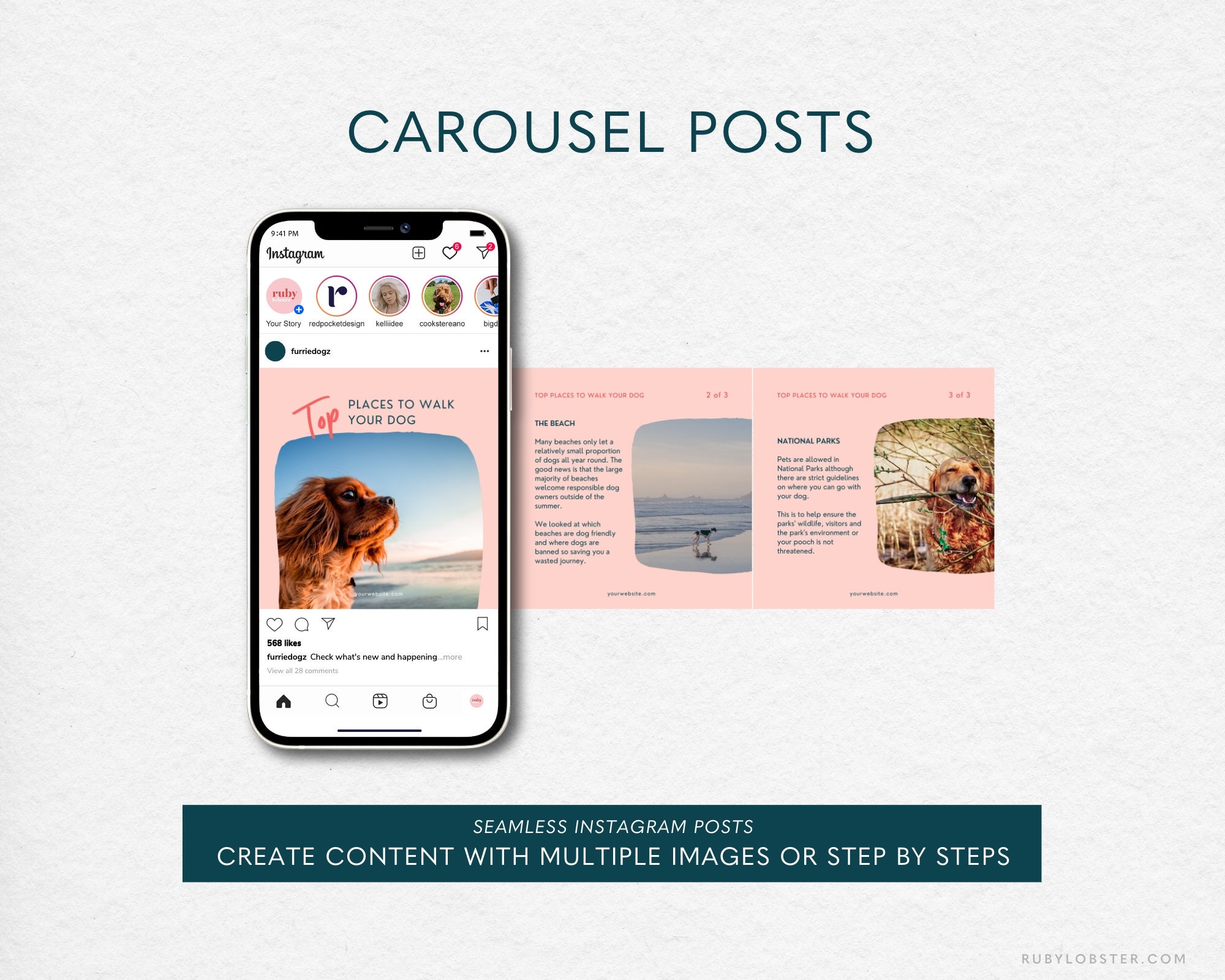 Pets Instagram Template, Instagram Dog Template, Pet Business Instagram ...