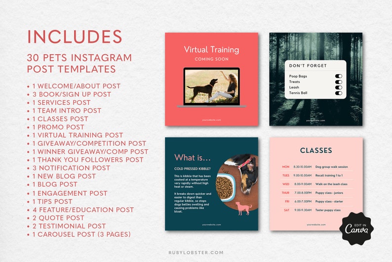Pets Instagram Template Instagram Dog Template Pet Business | Etsy