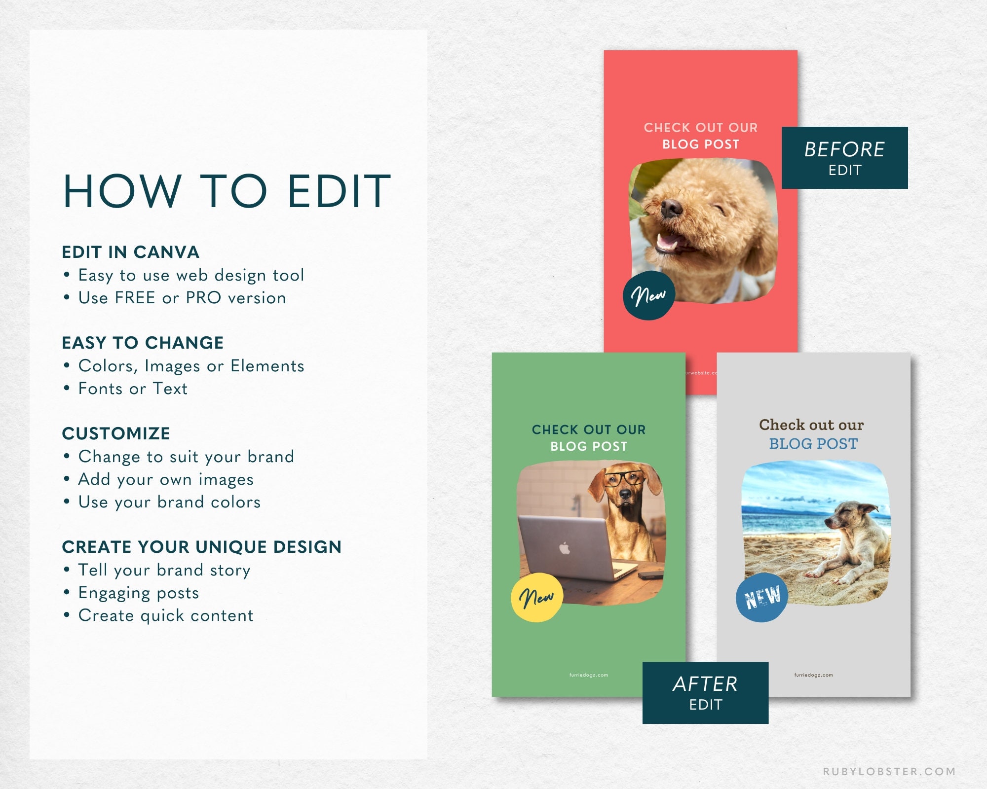 Pet Instagram Template, Instagram Dog Template, Pet Business Instagram ...