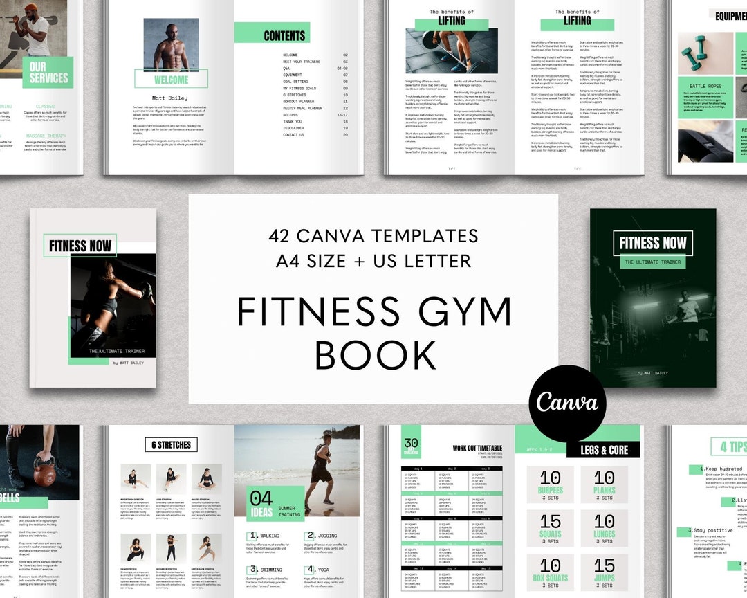 Fitness Ebook Template, Canva Ebook Template, Fitness Template Canva ...