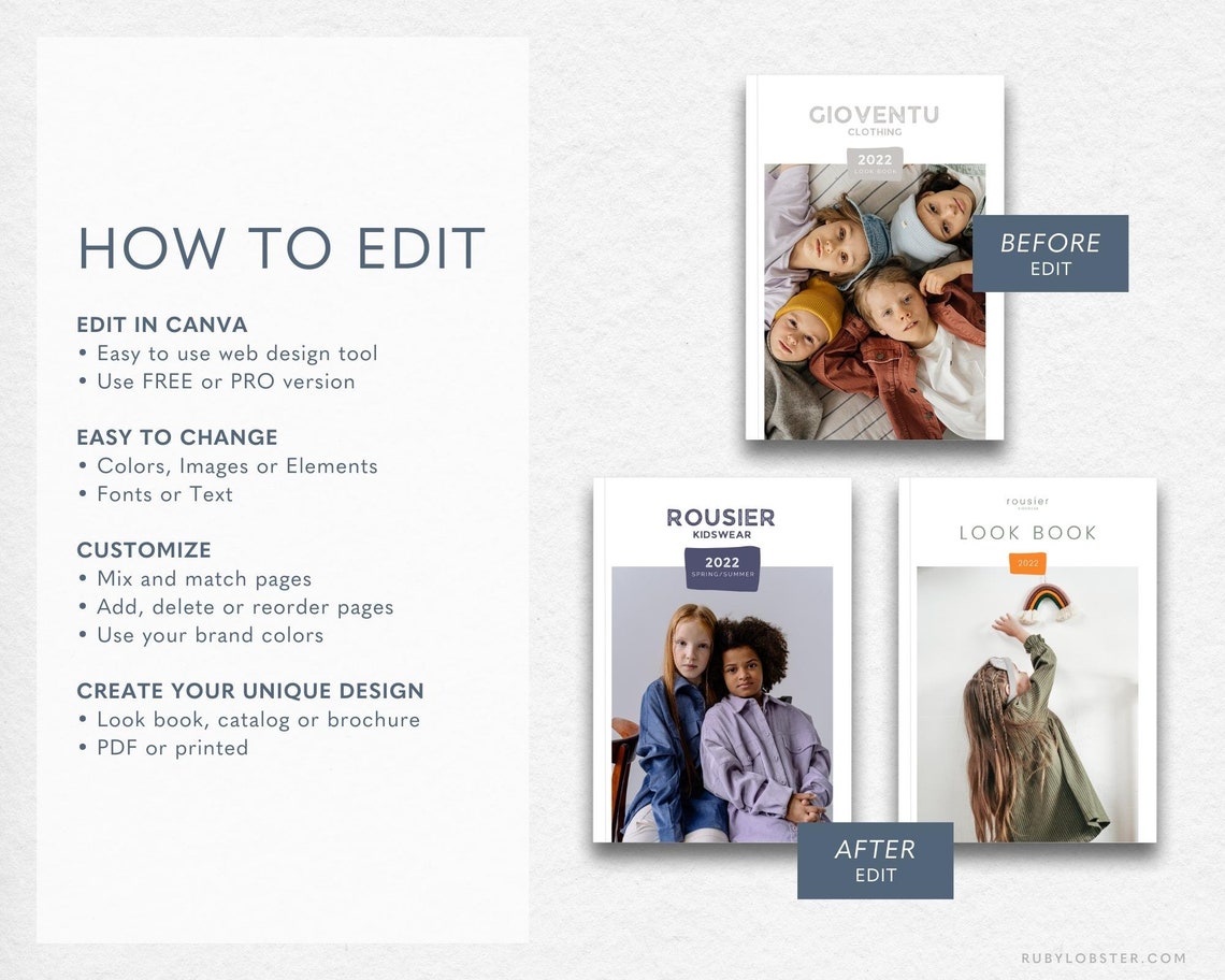 Fashion Lookbook Template, Canva Magazine Template, Fashion Catalog ...