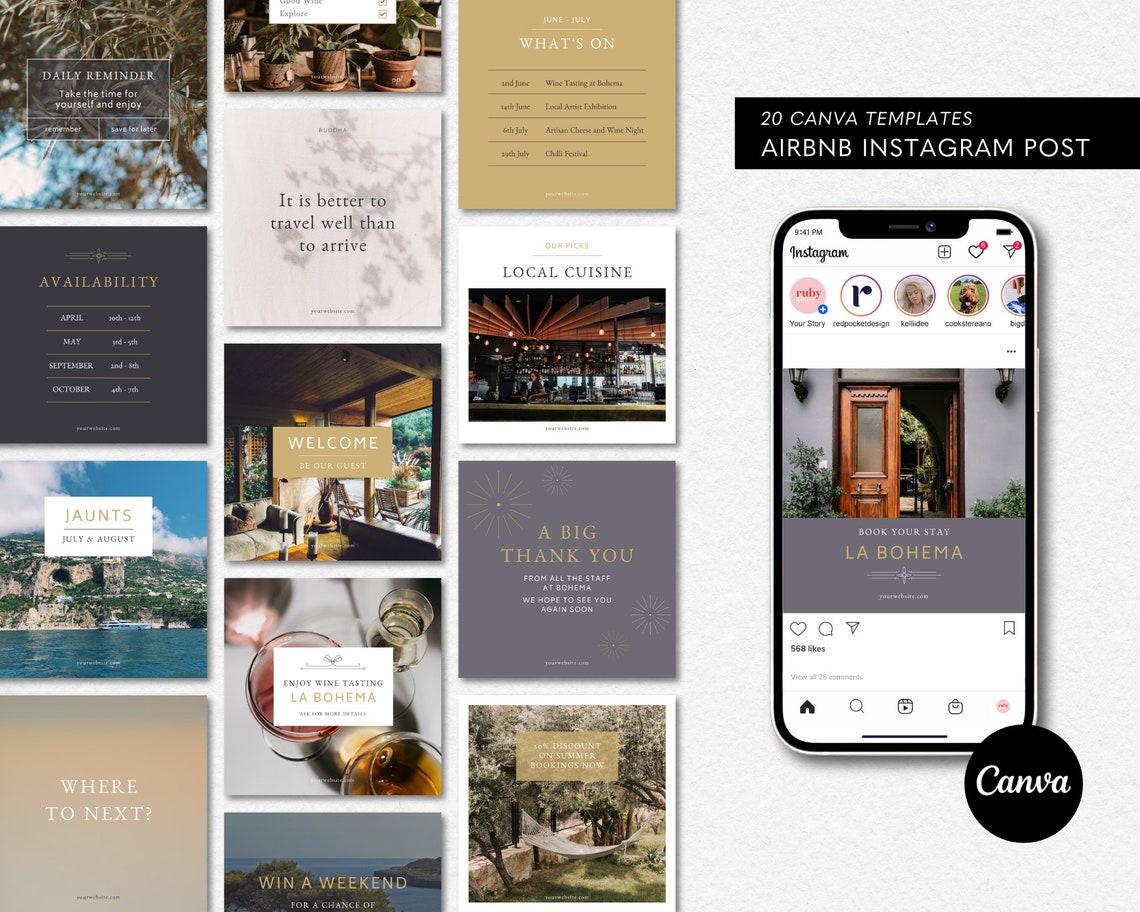 Airbnb Instagram Post Social Media Templates Hotel Superhost - Etsy