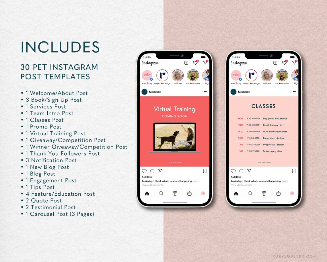 Pets Instagram Template, Instagram Dog Template, Pet Business Instagram ...