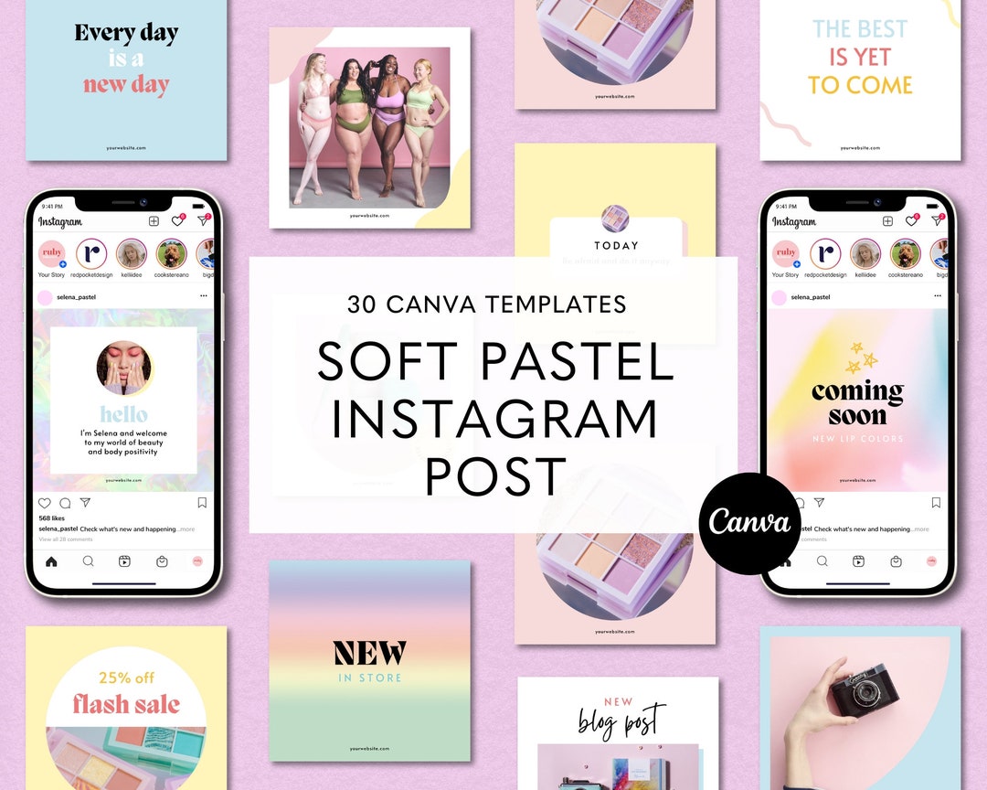 Pastel Instagram Post Templates, Bright Instagram Template, Social ...