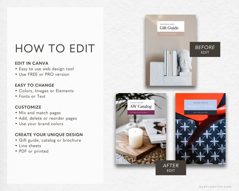 Gift Guide Template, Product Catalog, Canva Gift Guide, Lookbook ...