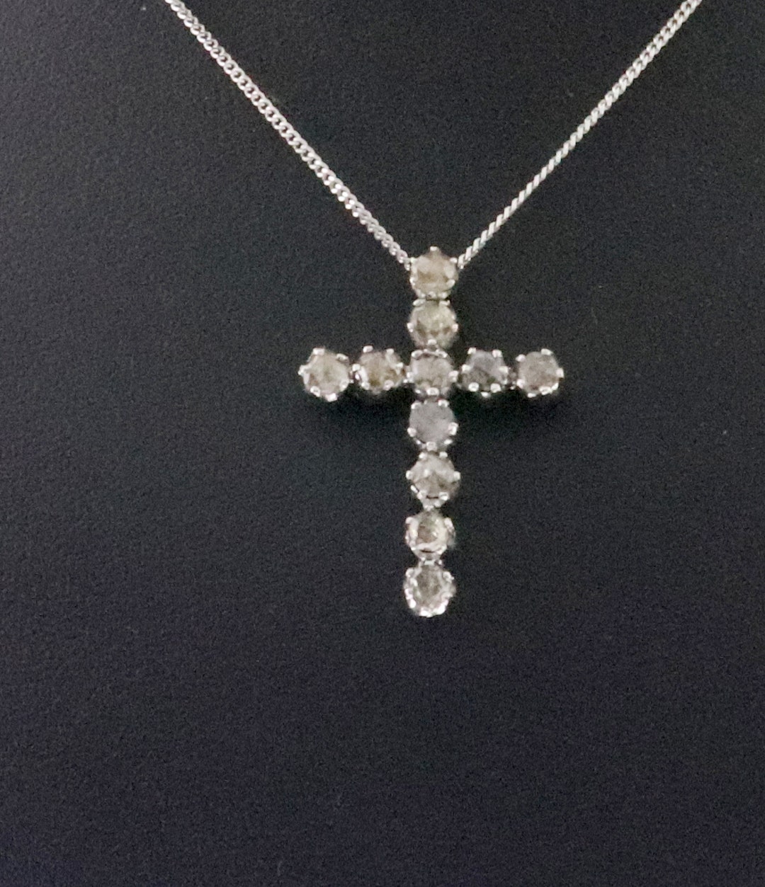 1.80 CT Natural Rose Cut Diamond Cross Pendant Necklace 925 Silver - Etsy