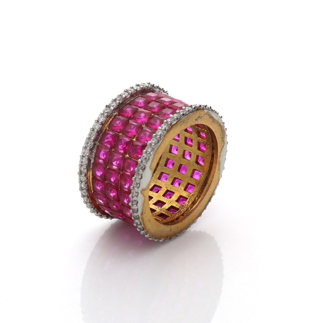 Red Invisible Setting Full Eternity Band Ring - Etsy