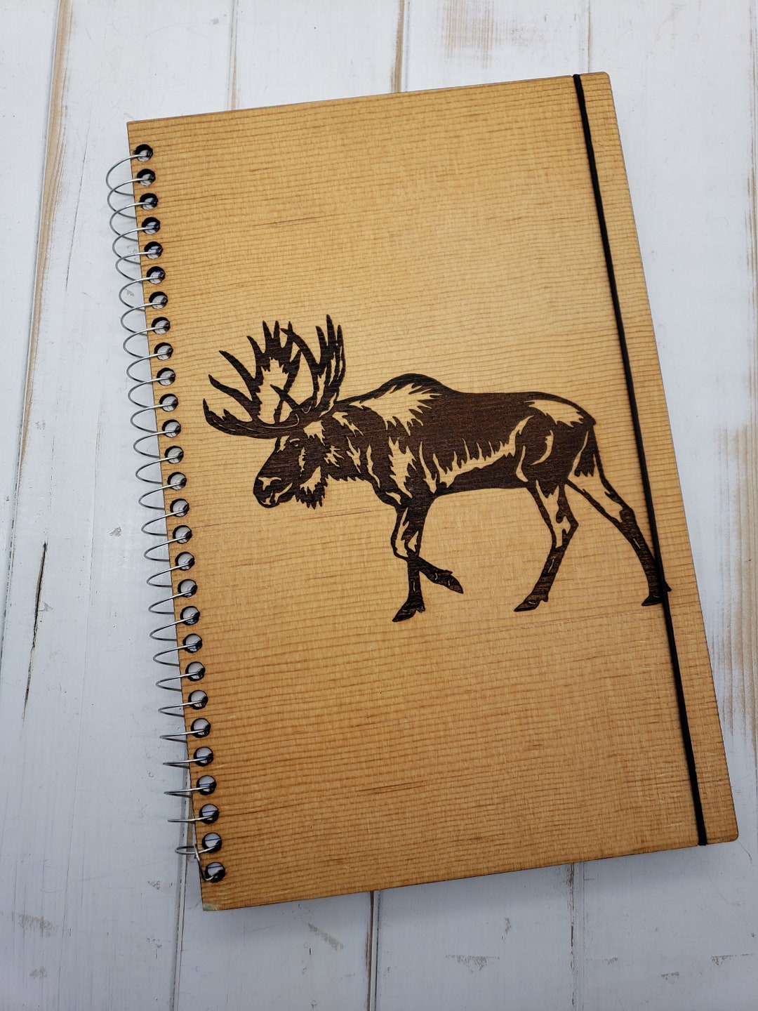 Laser Engraved Bull Moose Wood Journal – Left-hand Friendly - Etsy