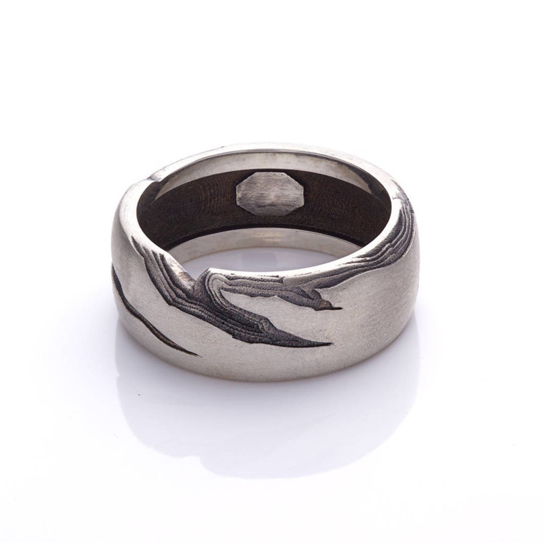 Silver Ring Mens Nature Nordic Brutalist Valentine's Gift for Men Him ...