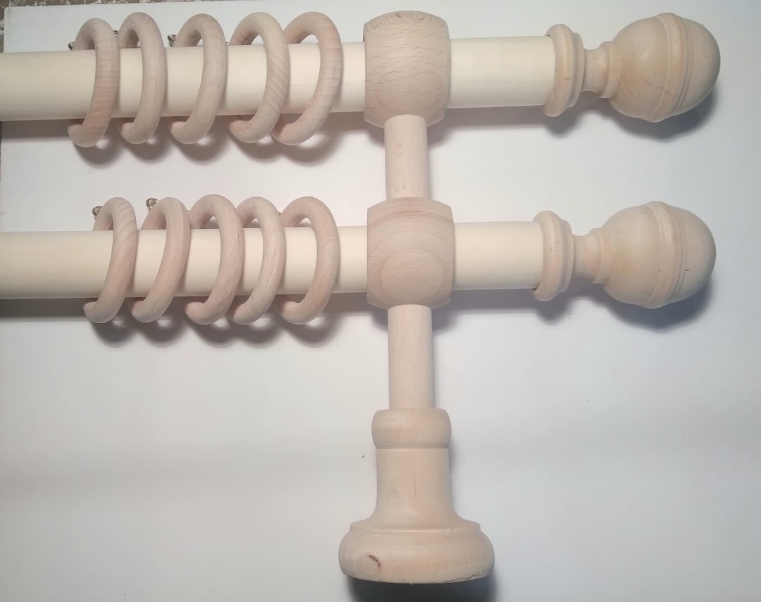 28mm Double Untreated Solid Wood Curtain Pole Set With Fixings - Etsy