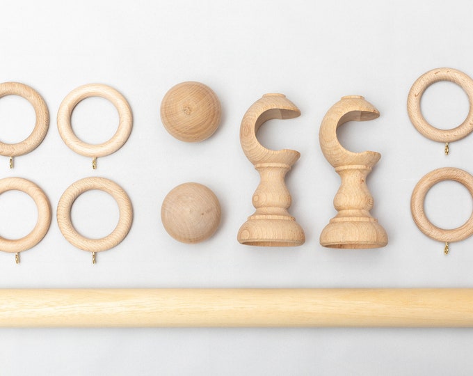 Minimal OAK Wood Curtain Rod Bracket, Holder Solid White Oak Mount W ...