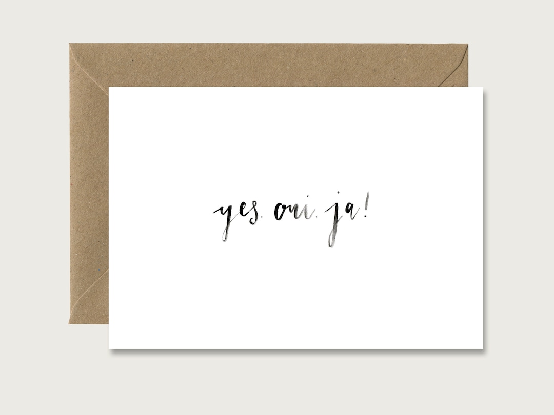 Wedding Card yes. Oui. Yes. H_14 Folding Card - Etsy