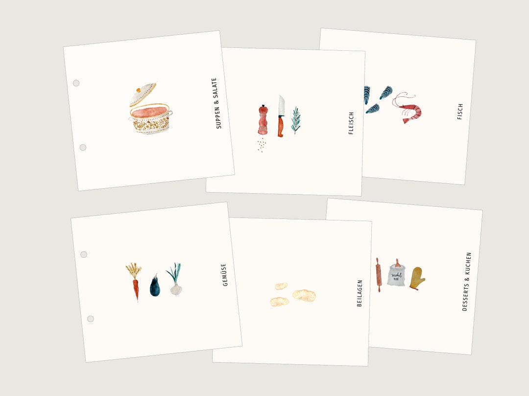Register for Recipe Folders in A4 - Recipes, Folders // Herzundpapier ...