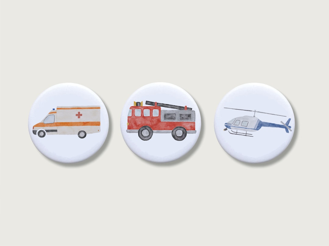 Set of 3 "vehicles" Magnets | Magnets for Children | Emergency Vehicles ...