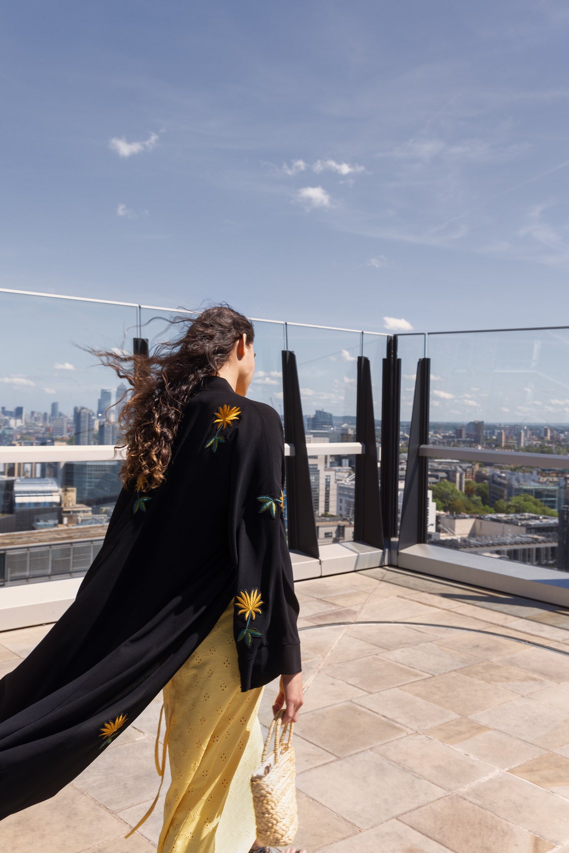Black Gold Floral Embroidered Open Abaya With Belt - Etsy UK