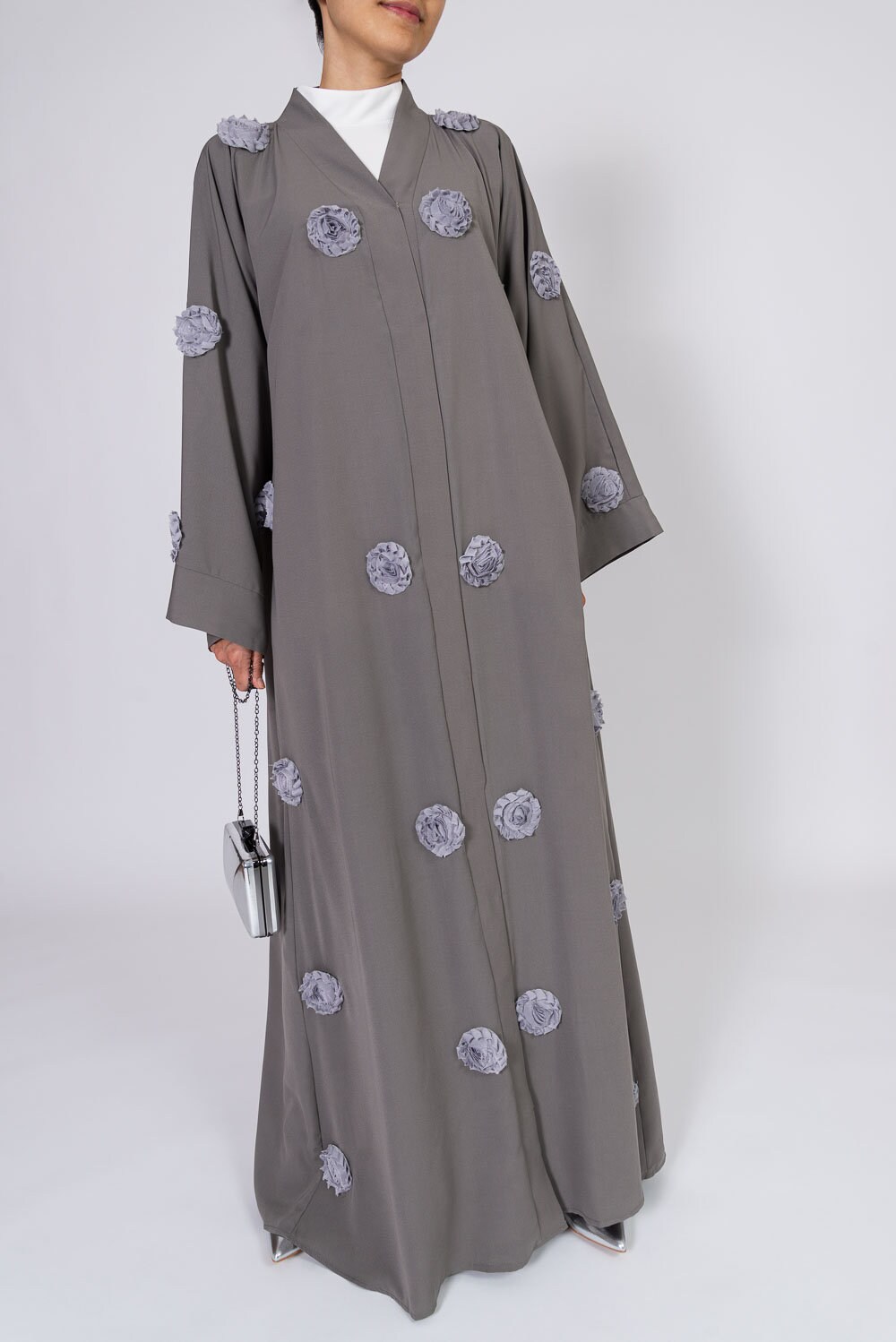 Dark Grey Embroidered Abaya - Etsy