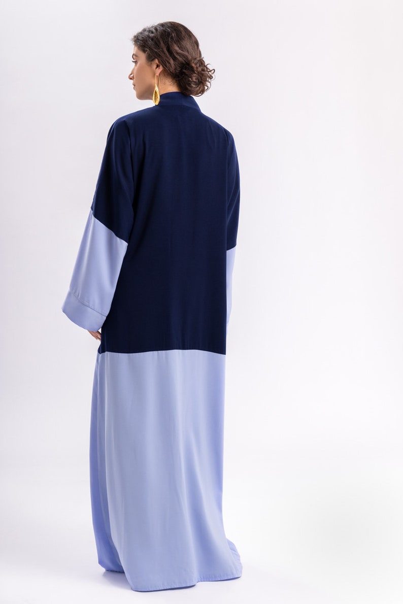 Blue Plain Open Abaya With Belt - Etsy UK