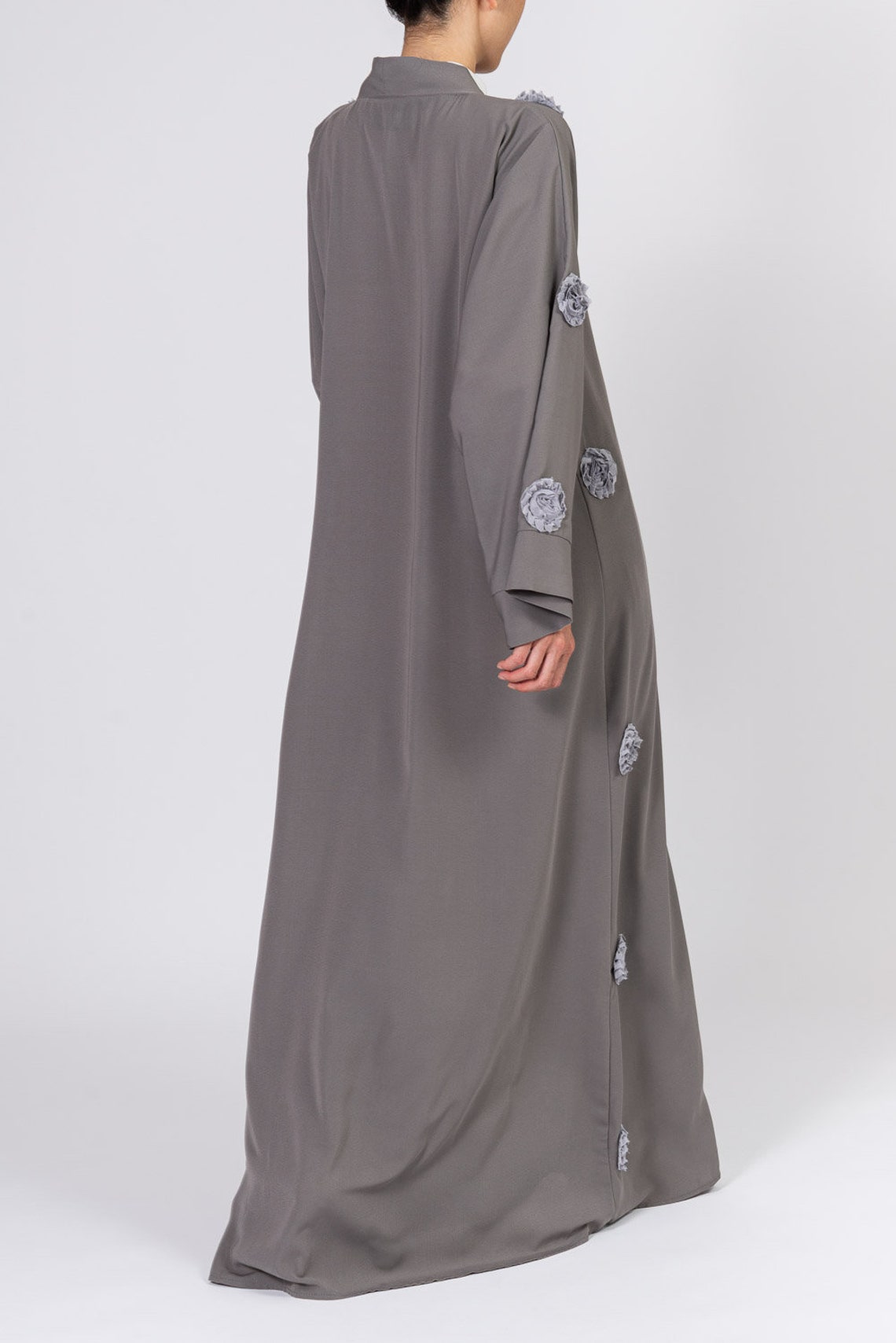 Dark Grey Embroidered Abaya - Etsy