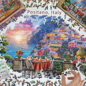 Wooden Jigsaw Puzzle for Adults - Positano Village, Italy - Unique Gift ...
