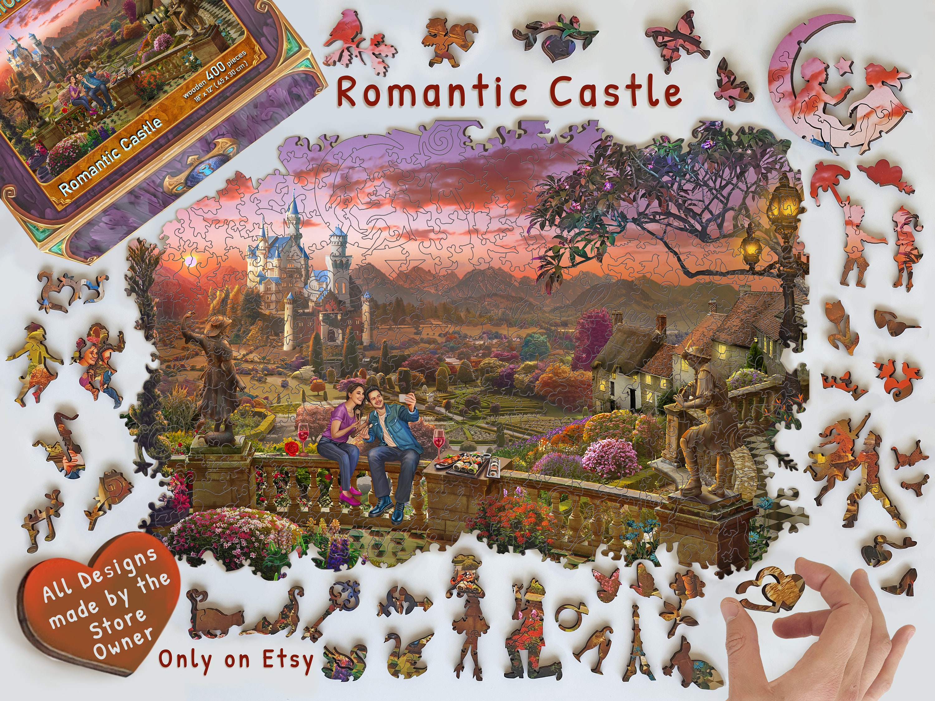 Wooden Jigsaw Puzzles for Adults Romantic Love Castle at | Etsy
